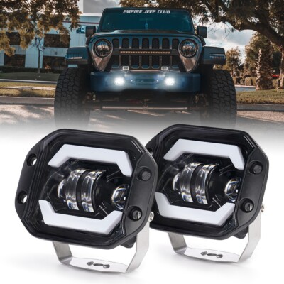 2x 4 Inch LED Work Light Bar 4WD Offroad Fog Driving Lamp DRL Fits Jeep ...