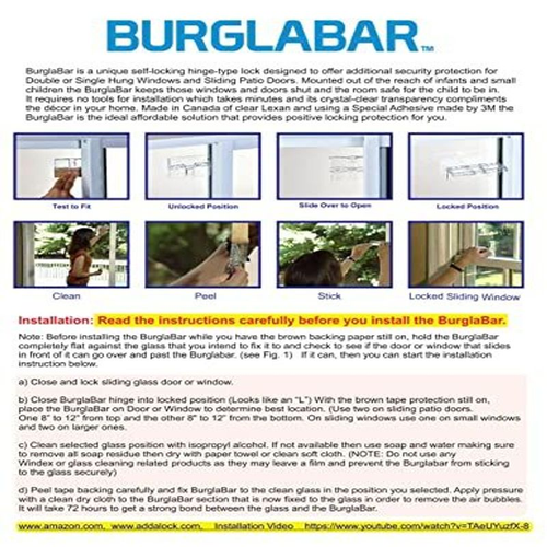 Burglabar 4 Pack - Great for Sliding Patio Door Lock, (Use 2 Clear | eBay