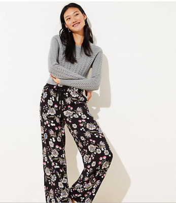 Loft Floral Fluid Drawstring Womens Pants w/ Pockets Small, Large ...