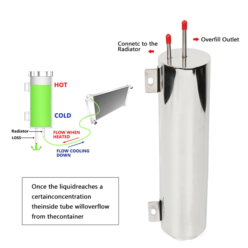 3"x16" Polished Stainless Steel 50OZ Radiator Coolant Overflow Catch ...