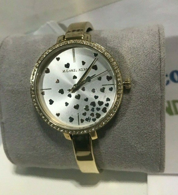 Michael Kors Jaryn Glitz Crystals 36mm Hearts Dial Gold Women's Watch ...