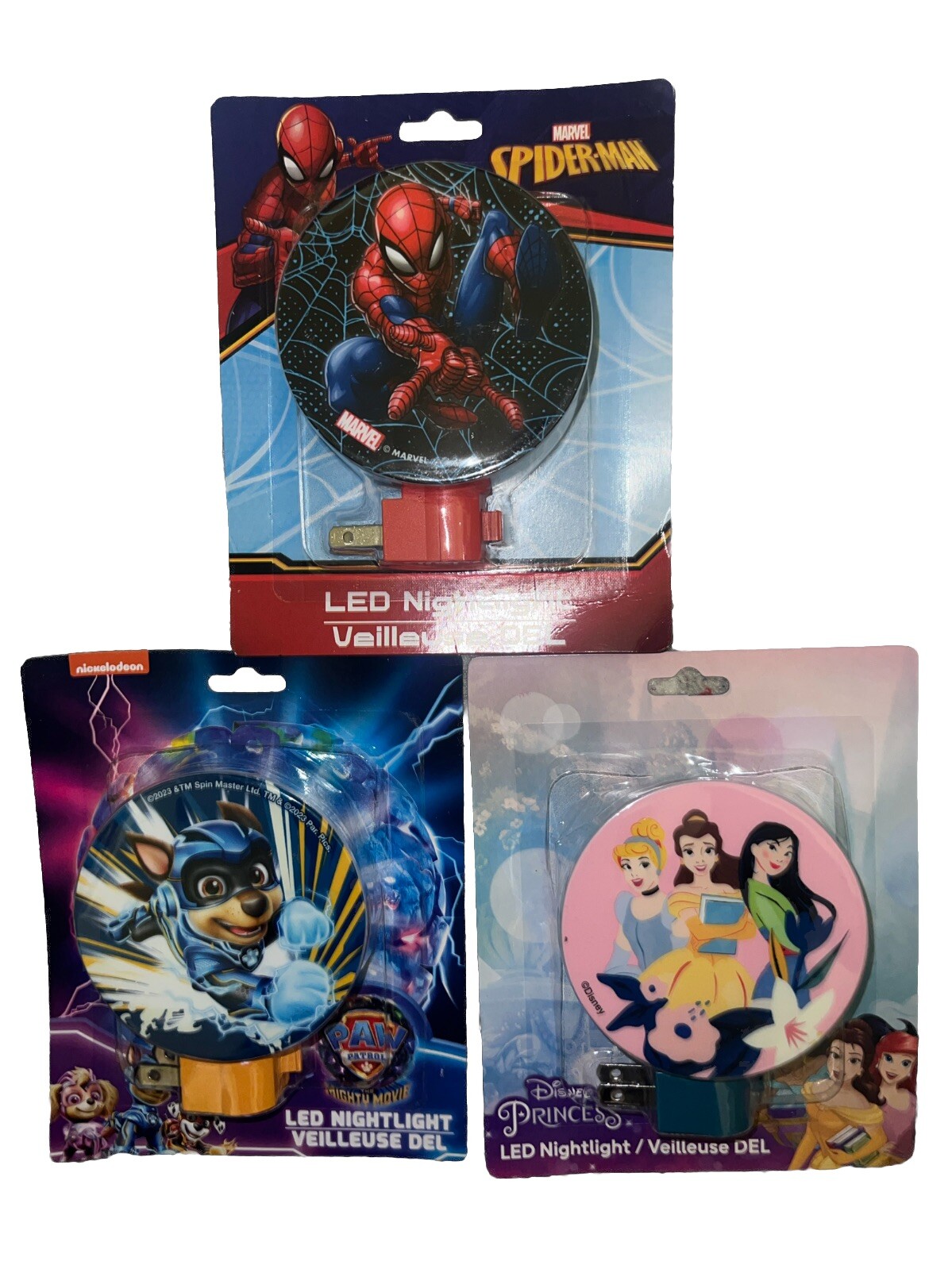 Set Of 3 LED Night Lights! Spider-Man, Paw Patrol, & Princess NEW | eBay