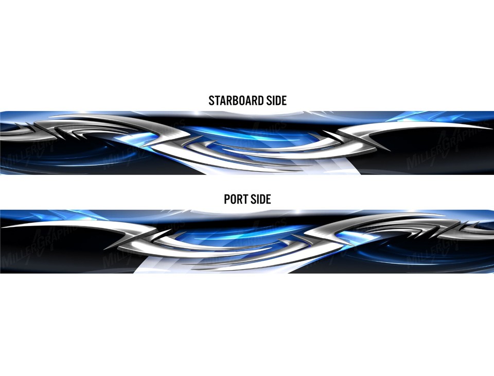 Adrenaline (Blue) Abstract Boat Wrap Kit 3M Premium Cast Vinyl - 15 ...