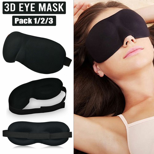 Blackout Eye Masks Soft 3D Padded Sleeping Aid Eye Mask Blindfold Sleep ...