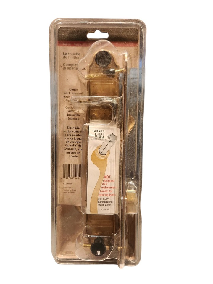 Larson 20297807 QuickFit Storm Door Handle Set Trim, Brass, NEW,Lever ...