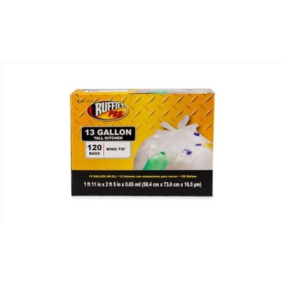 Ruffies Pro 1124915 Clear 13 gal. Capacity Kitchen Trash Bag 0.65 mil ...