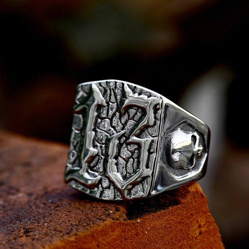 Vintage Skull Number 13 Ring Stainless Steel Men's Boy's Gothic ...