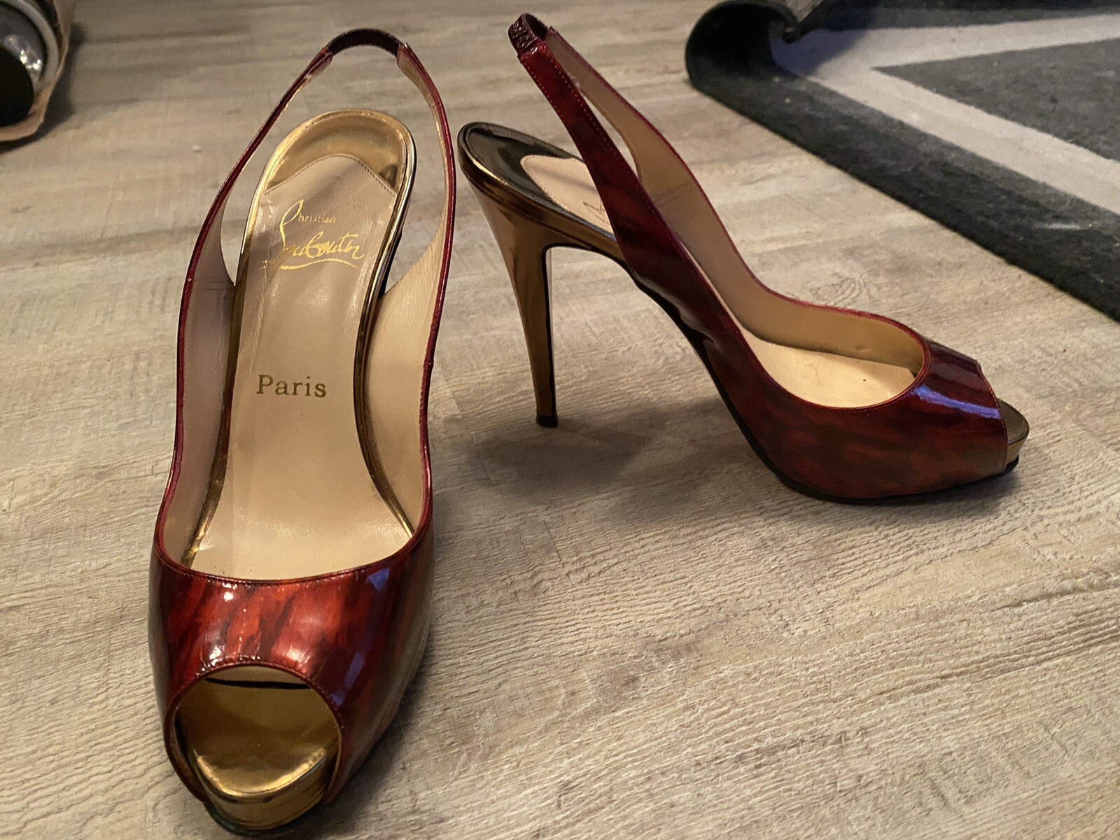 Christian Louboutin Red Patent Leather with Gold Heel… - Gem