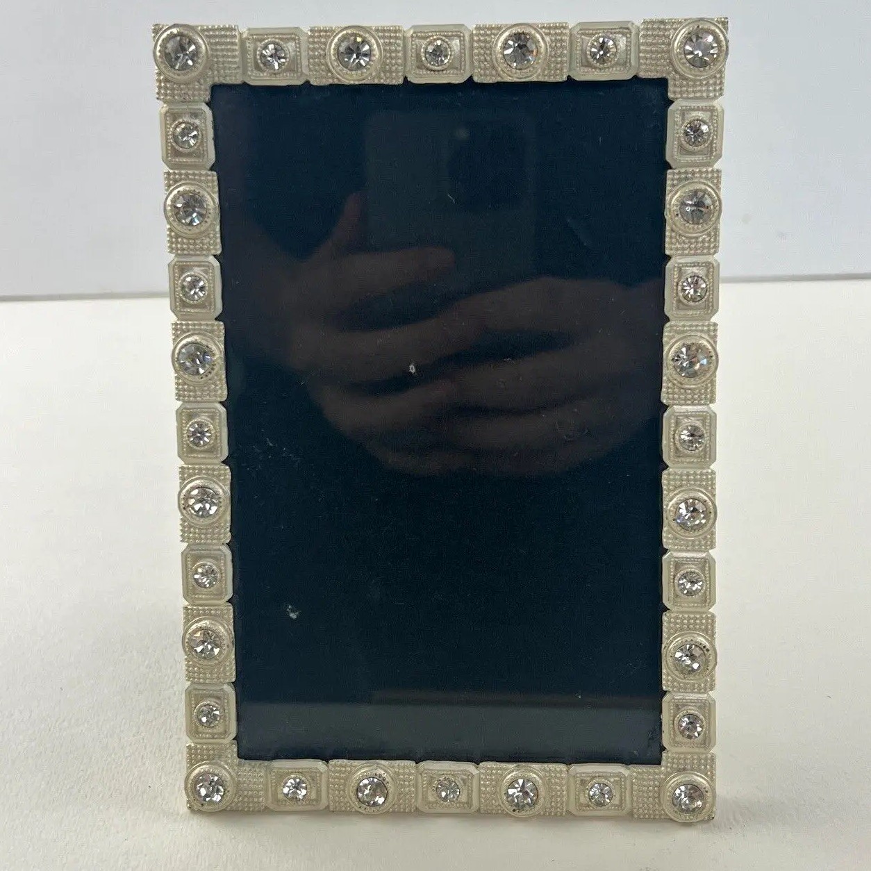 Silver Rhinestone Photo Frame Picture 4x6” Desk Art Bling Feminine ...