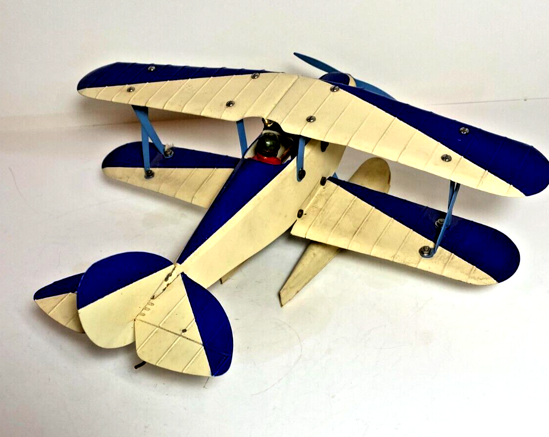 Meccano Aeroplane TinTin Litho Toy Sea Plane / Biplane w/ Pilot ...