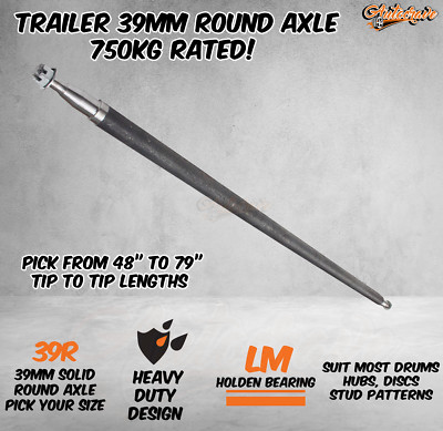 Trailer Round Solid 39mm Round Axle Axel Carvan 6x4 Hub Drum Disc Lazy ...