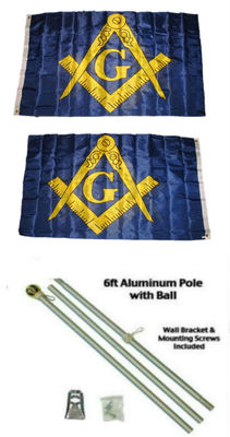 3x5 Mason Masonic Blue 2ply Flag Aluminum Pole Kit Ball Top 3'x5' | eBay