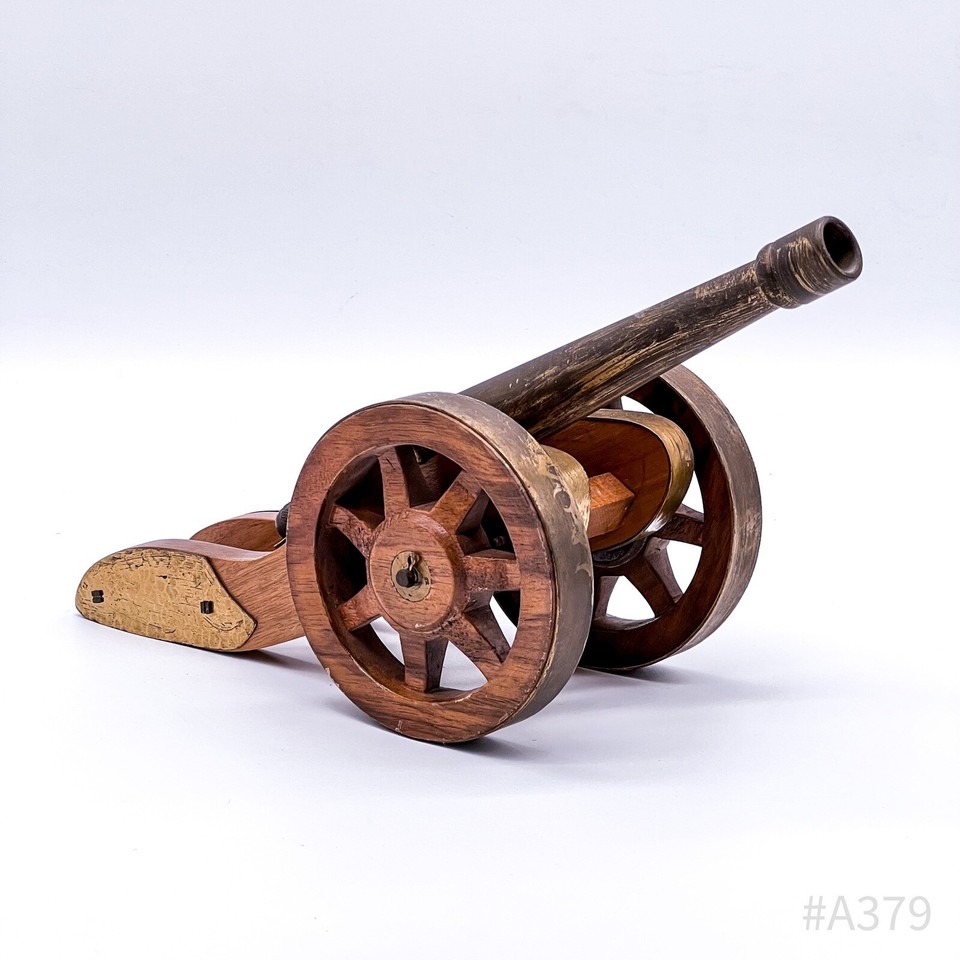 Vintage Model Cannon made of Wood & Brass, Handcrafted | 27 x 11 x 26 ...