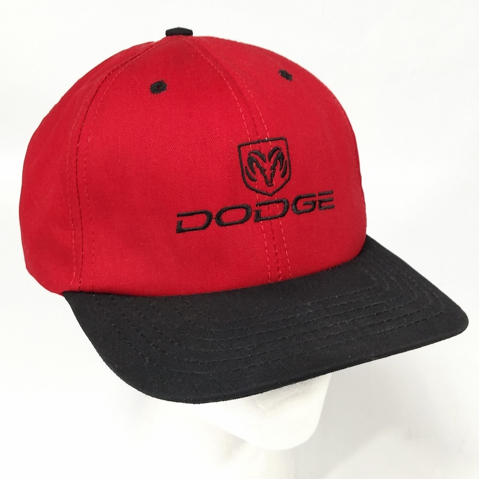 Dodge Ram Snapback Hat Cap Red Black Stitch Logo Canvas Cloth Vtg USA ...