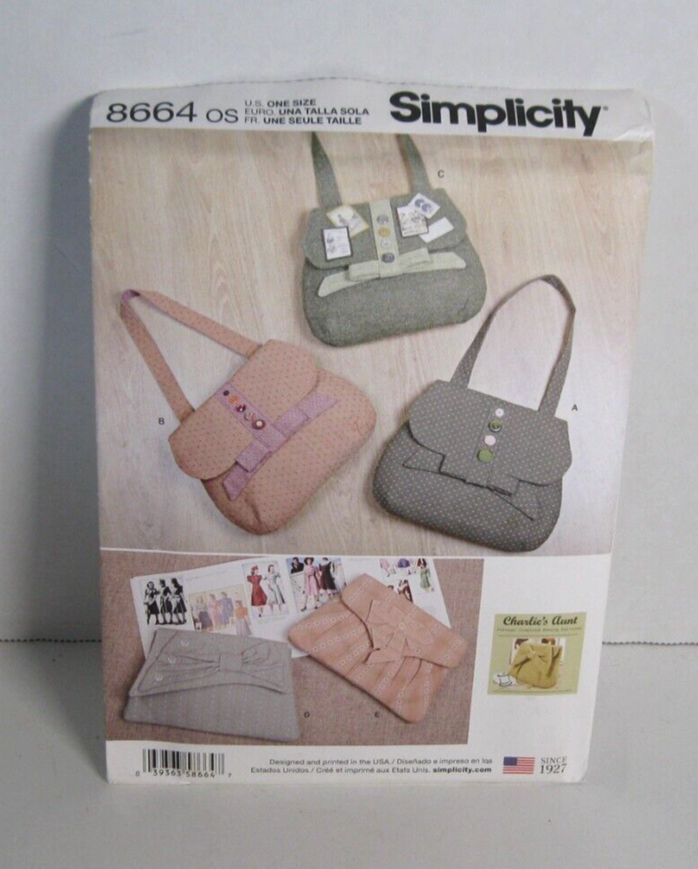 Simplicity Sewing Pattern 8664 Accessories Purses Handbag One Size for ...