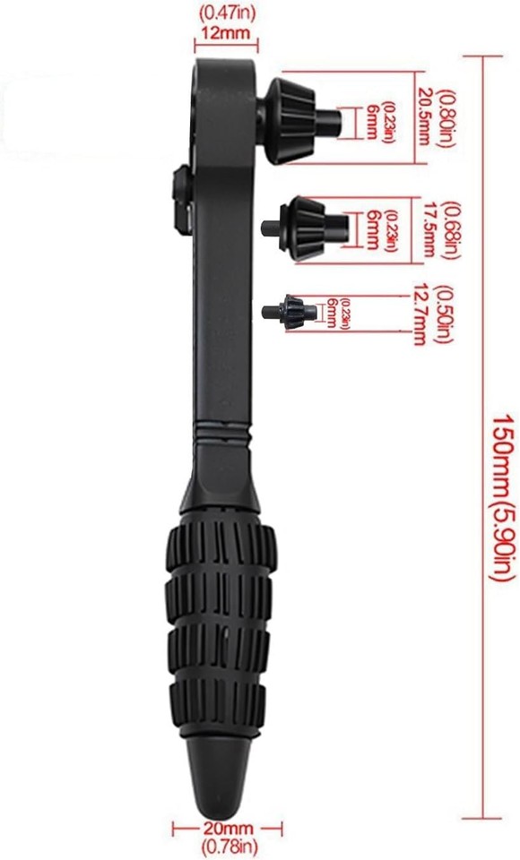 2-in-1 Ratchet Drill Chuck Key Wrench Universal Drill Chuck Key ...