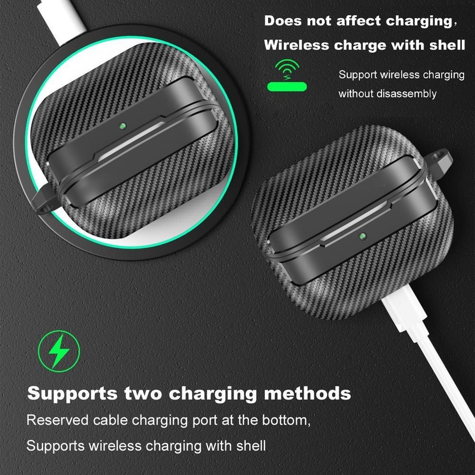 For Galaxy Buds 3/3 Pro Shockproof Carbon Fiber Pattern Case Keychain ...