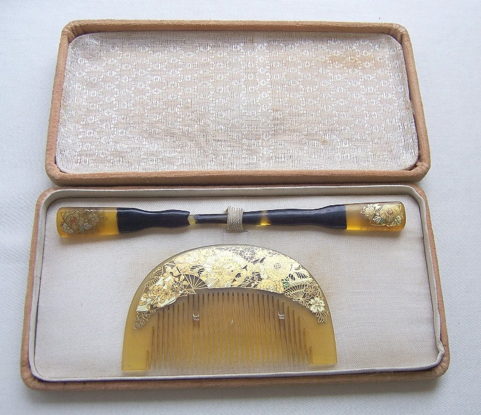Vintage Japanese kanzashi comb hairpin geisha set hair accessory (ABH ...