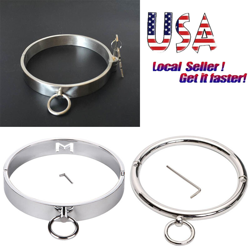 Bondage Locking Neck Collar Metal Choker BDSM Slave Restraint Roleplay ...