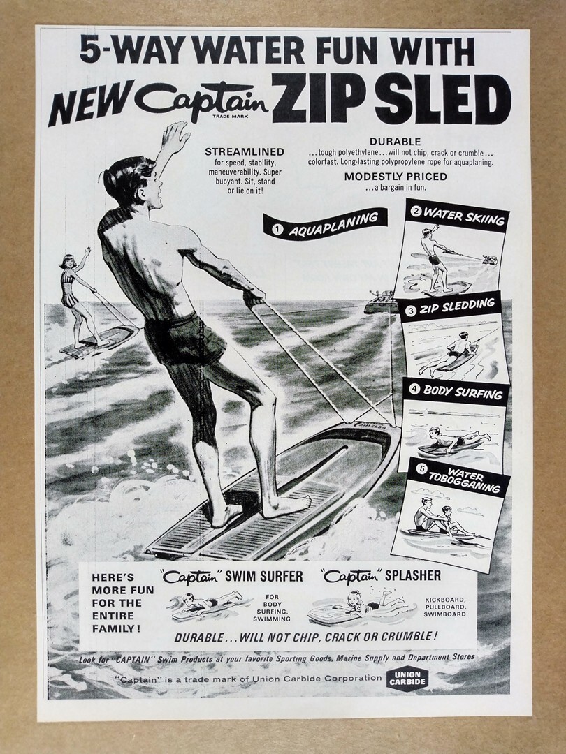 1965 Captain Swim Products Zip Sled Swim Surfer & Splasher vintage ...