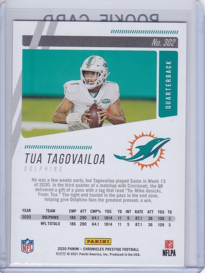 TUA TAGOVAILOA ROOKIE CARD 2020 Miami Dolphins PANINI PRESTIGE FOOTBALL ...