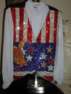 USA FLAG SEQUIN VEST DEMOCRAT DFL DONKEY POLITICAL PRESIDENT ELECTION ...