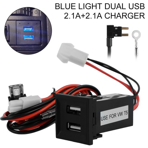 Dual USB Phone Charger Socket Compatible with Transporter T5 2003-2009 ...