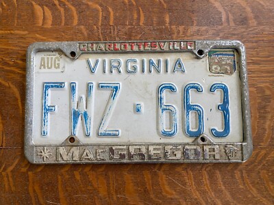 Vintage MacGregor Charlottesville Virginia Lincoln Mercury License ...