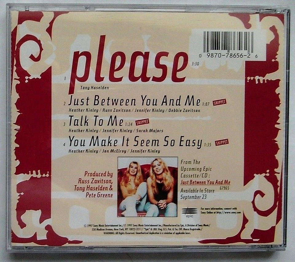 "PLEASE" (CD single) from the Epic album JUST BETWEEN YOU AND ME by THE ...