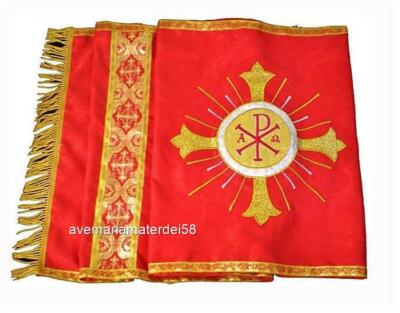 Red Humeral Veil Chi Rho Lined Pockets Clasps Damask NEW | eBay