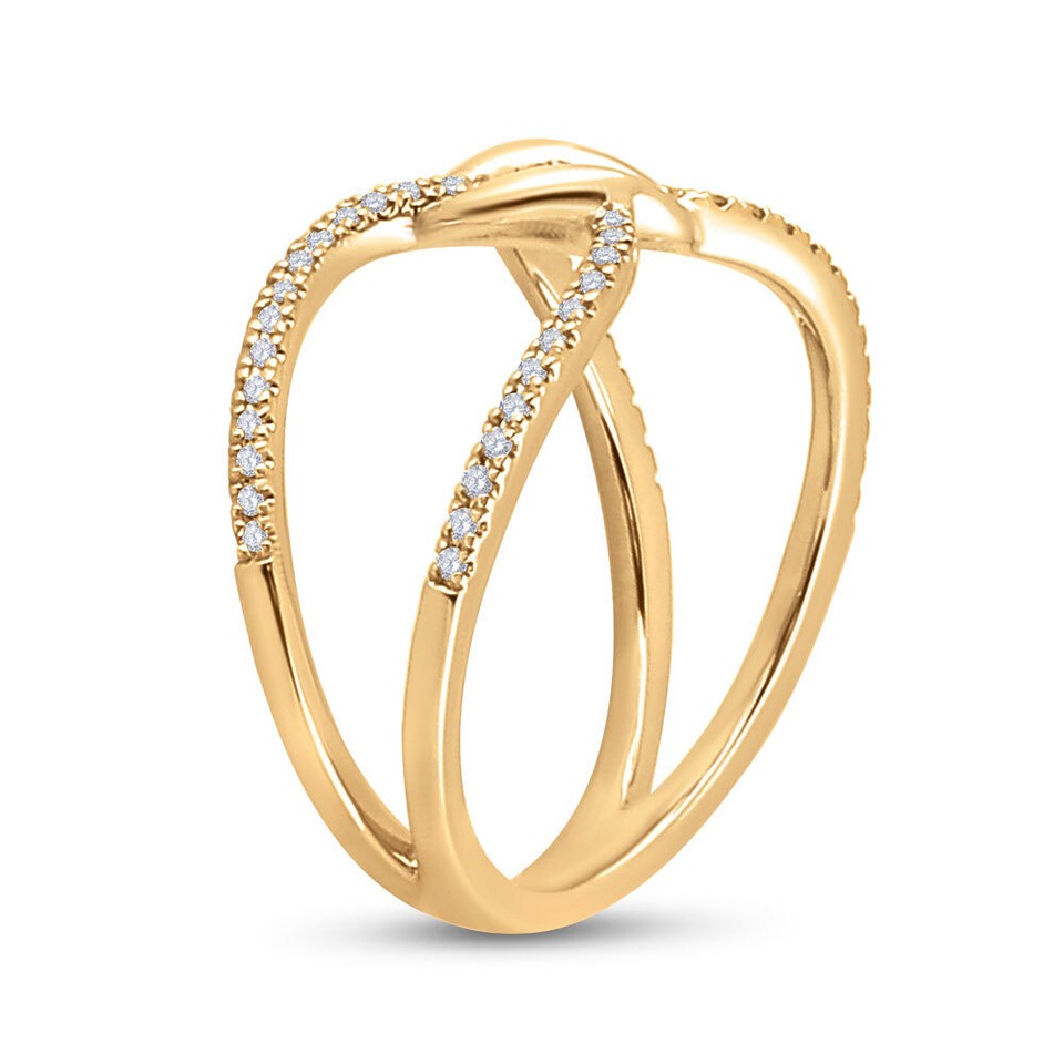 14kt Yellow Gold Womens Round Diamond Negative Space Link Fashion Ring ...