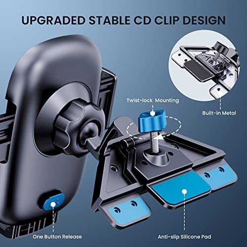 Phone Mount for Car Phone Holder Mount Upgraded Metal CD Slot Phone ...