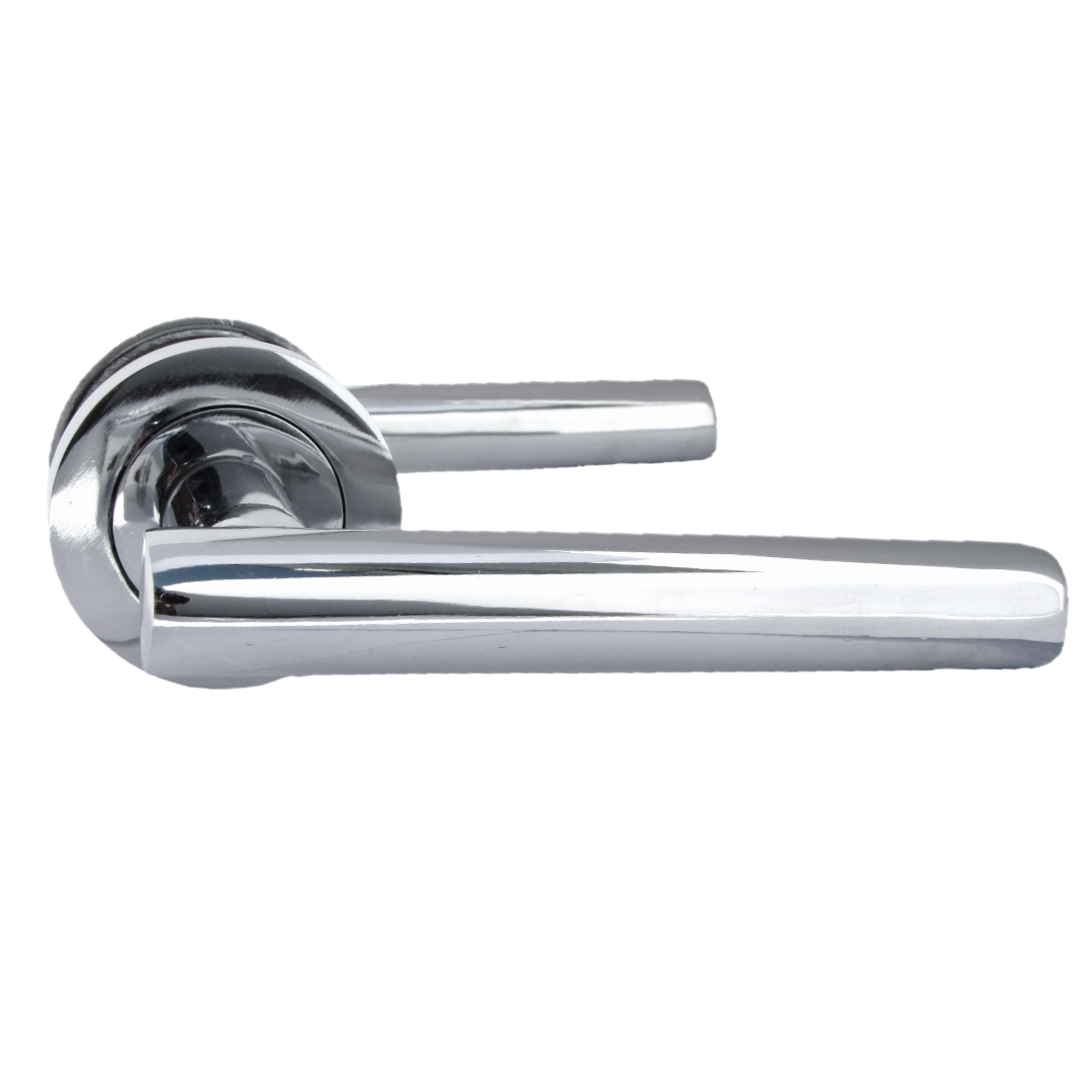 T Bar Door Handles Straight Lever on Rose Latch Hinges Pack - Chrome ...