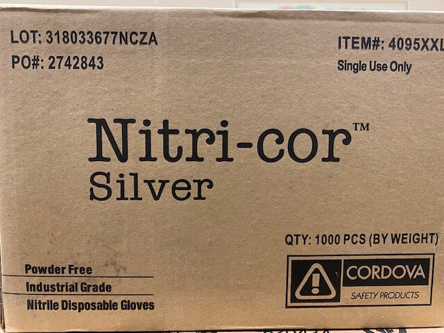 Nitri Cor Silver Nitrile Gloves, Powder Free, Size XXL 1000 per CASE | eBay