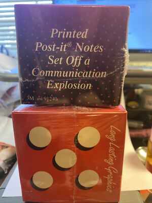 NIP Vintage Post-it Note Pop Up Self Stick Pop N’ Jot Disp Red Dice ...