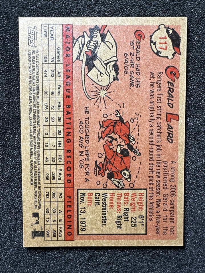 GERALD LAIRD #117 2007 Topps Heritage QTY Texas Rangers | eBay