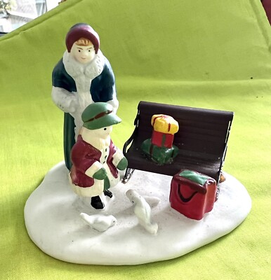 lemax christmas village figurines Mother & Girl Feeding The Birds 1995 ...