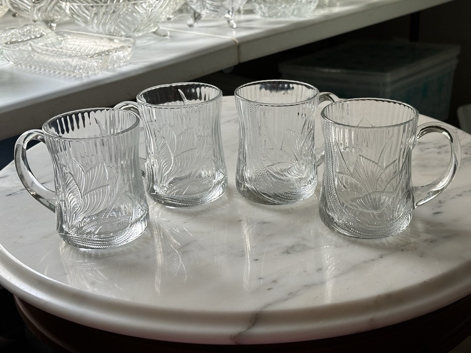 Set Of 4 Arcoroc Canterbury Crocus Glass Coffee Mugs | eBay