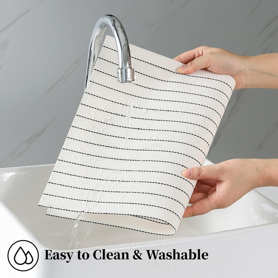 8 Pack White Black Stripes PVC Placemats Heat Resistant Non-Slip Woven ...