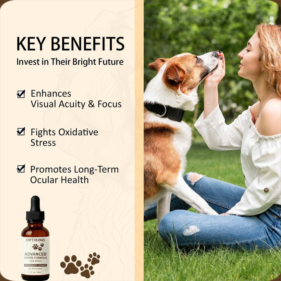 Optikind Vision Drops for Dogs - with Lutein, Zeaxanthin and Bilberry ...
