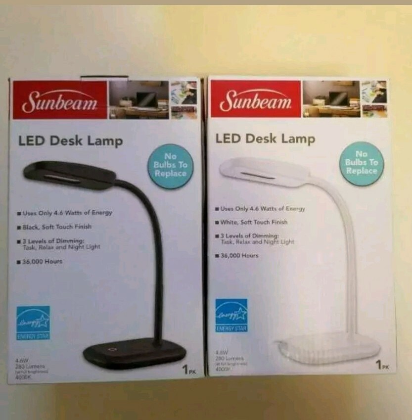 SUNBEAM FLEXIBLE NECK LED DESK LAMP ADJUSTABLE LIGHT ENERGY STAR black ...