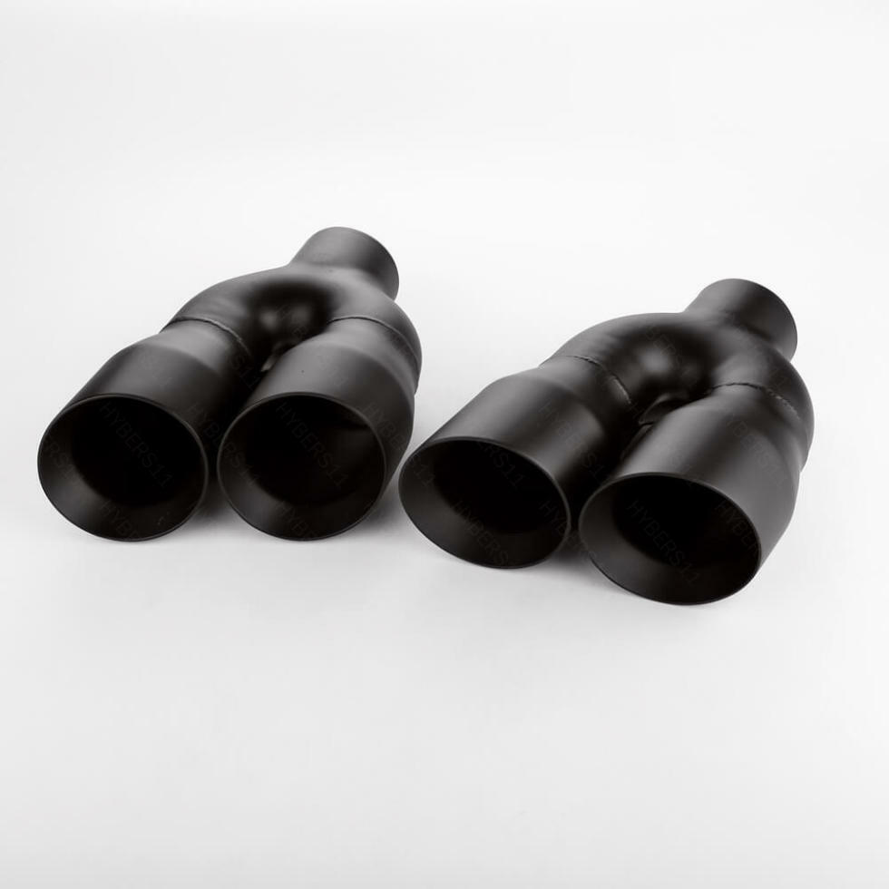 Black Quad 4" Out Exhaust Tips 3" In Staggered Slant Dual Wall ...