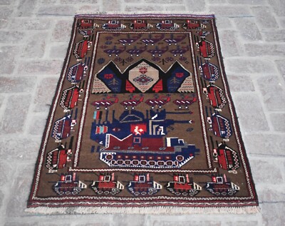 Handmade Vintage Afghan Soviet War Carpet Persian Tribal Baluchi Wool ...