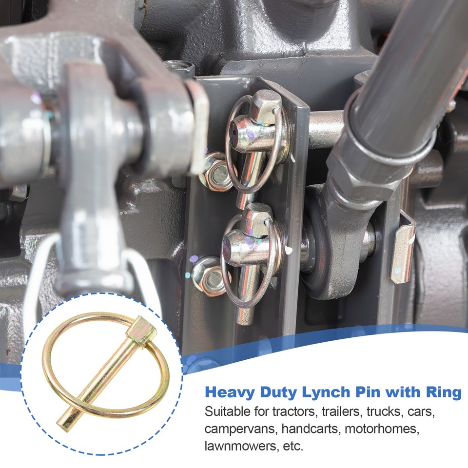 6 Pcs 1/4" x 1-3/4" Lynch Pin with Ring Heavy Duty Round Linch Pins for ...