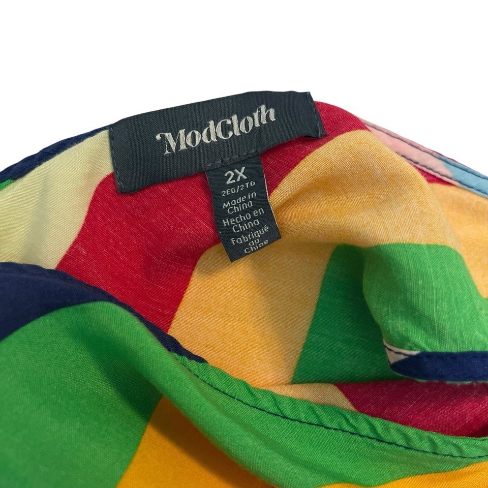 ModCloth Rainbow Striped Sleeveless V-Neck Tank Top 2X Colorful Fun | eBay