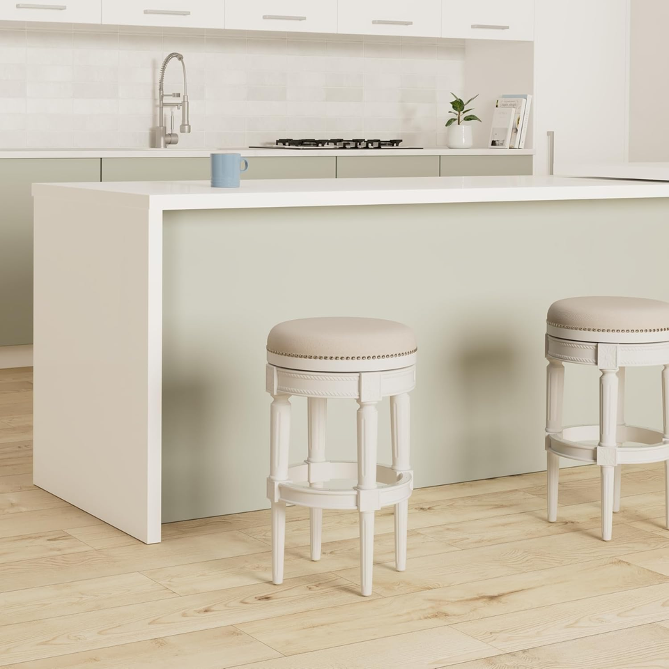 Pullman 31 Inch Tall Backless Alabaster White Finish Bar Height ...