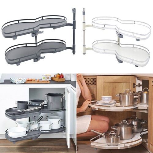 Kitchen Cabinet Cupboard Corner Pull Out Shelf Carousel Storage Shelf ...