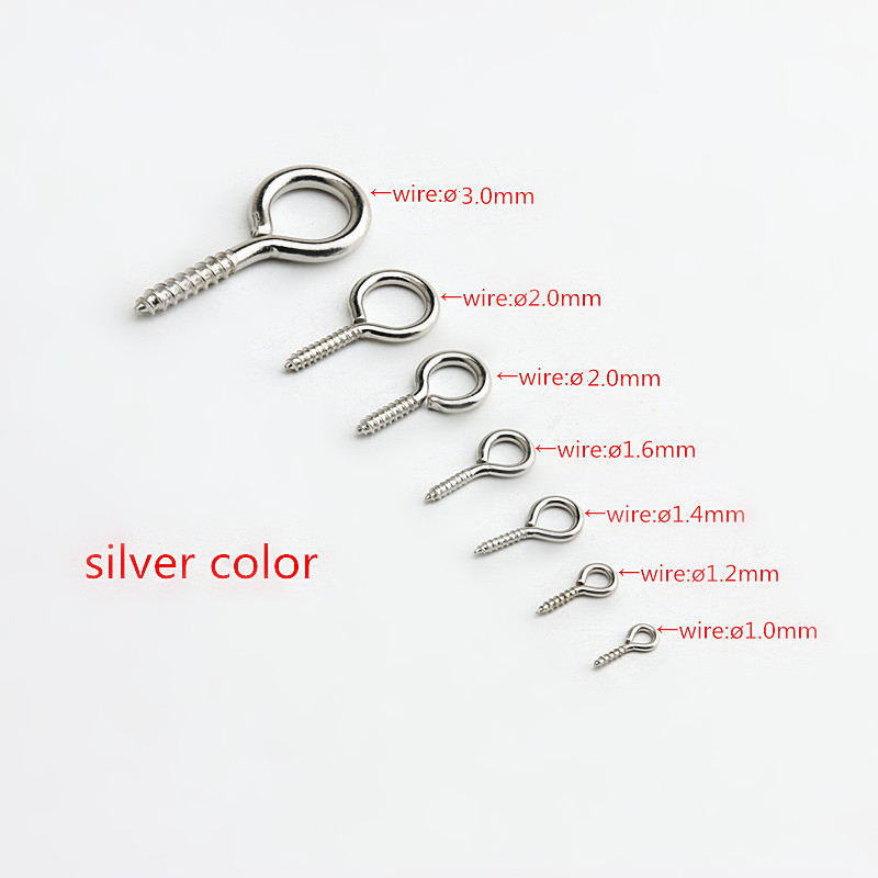 Screw Eye Pins Eye pins Hooks Eyelets Threaded Hardware 4 Colour 10 ...