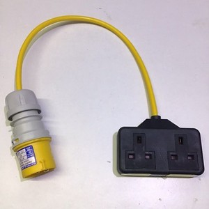 Marten® 110V 16 AMP Plug to 2 Gang 13 AMP Socket PAT Testing Adapter ...