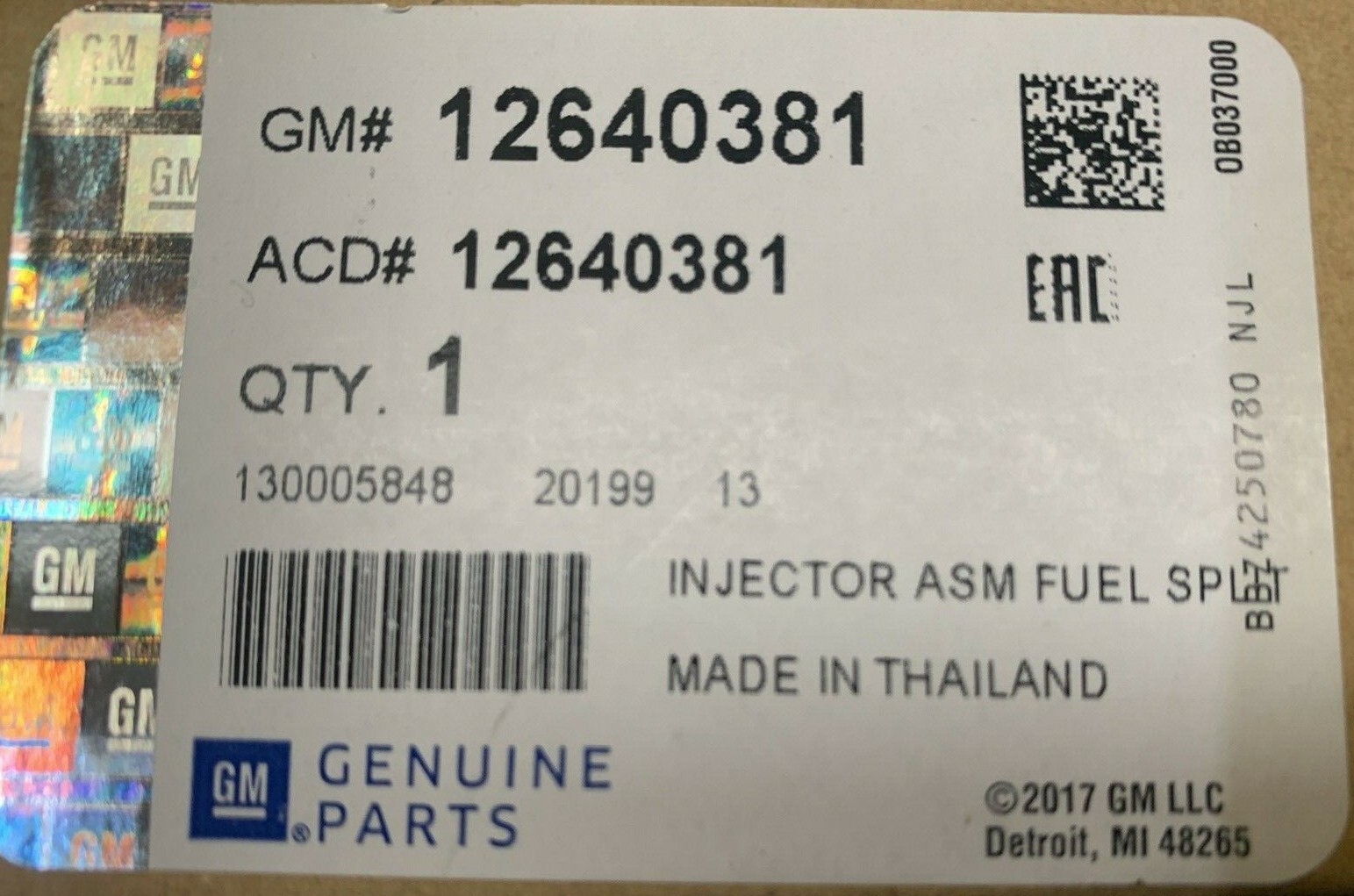GENUINE GM DIESEL FUEL INJECTOR COLORADO 295050-0960, 12640381, INJ-363 ...